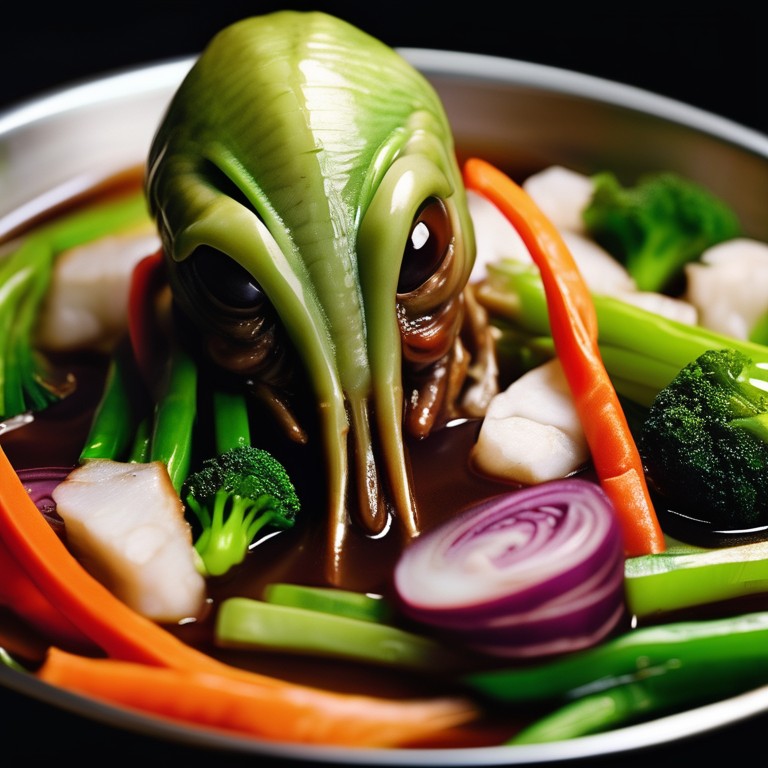 Alien's Head Stir-Fry with Soy Sauce - Mr. Cook