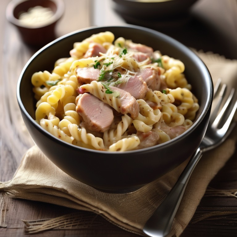 Creamy Pork Carbonara with Fusilli - Mr. Cook