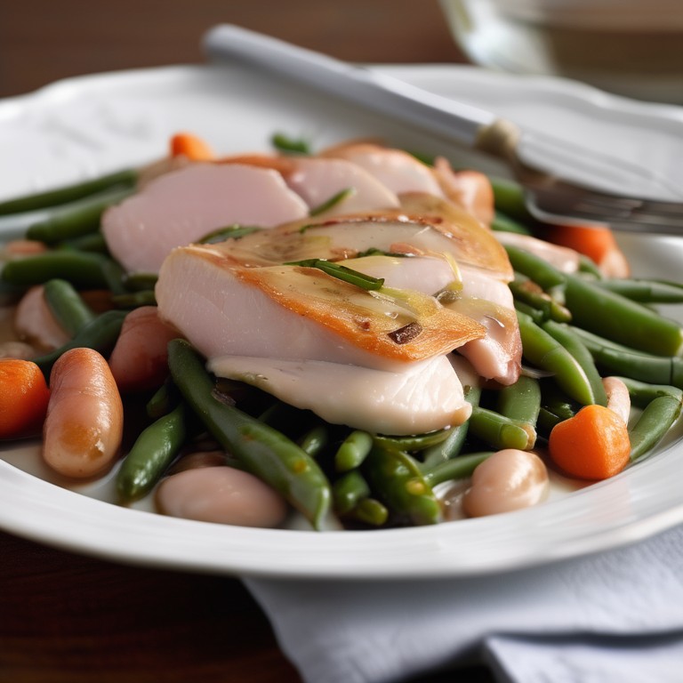 Poulet aux Haricots Verts et Champignons avec Skyr et Jambon Cru sur un ...