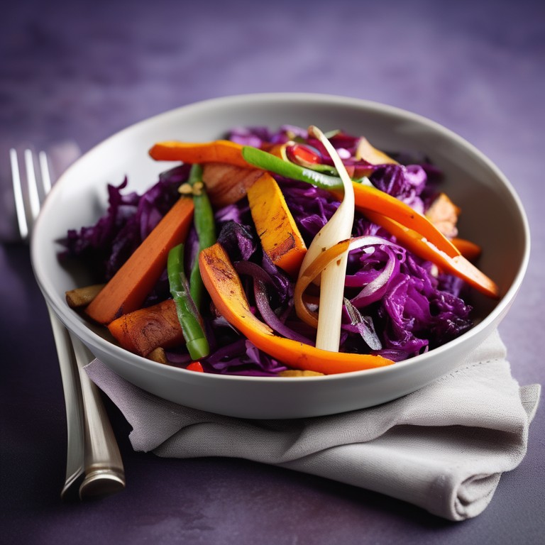 Colorful Vegetable Stir-Fry with Purple Cabbage and Sweet Potatoes - Mr ...