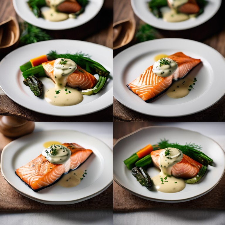 Pavé de Saumon avec Légumes d'Avril et Sauce Beurre Blanc à l'Aneth ...