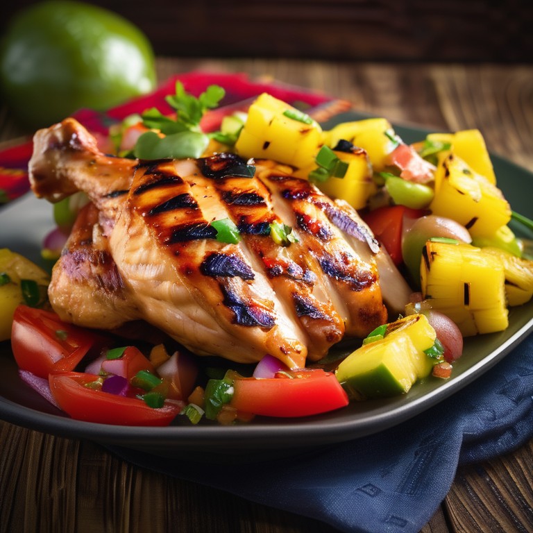 Pollo a la Parrilla con Salsa de Piña y Verduras - Mr. Cook