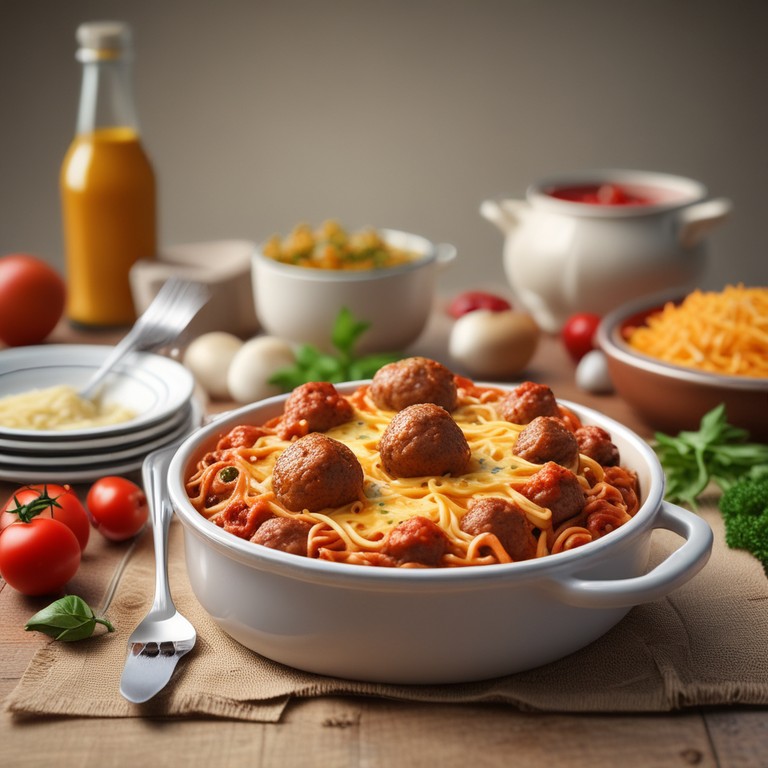 Cheesy Meatball Spaghetti Bake - Mr. Cook