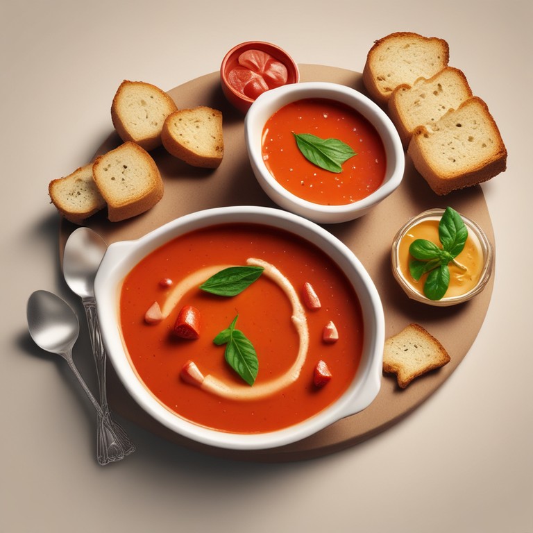 Creamy Tomato Soup with Mini Bell Pepper Garnish - Mr. Cook