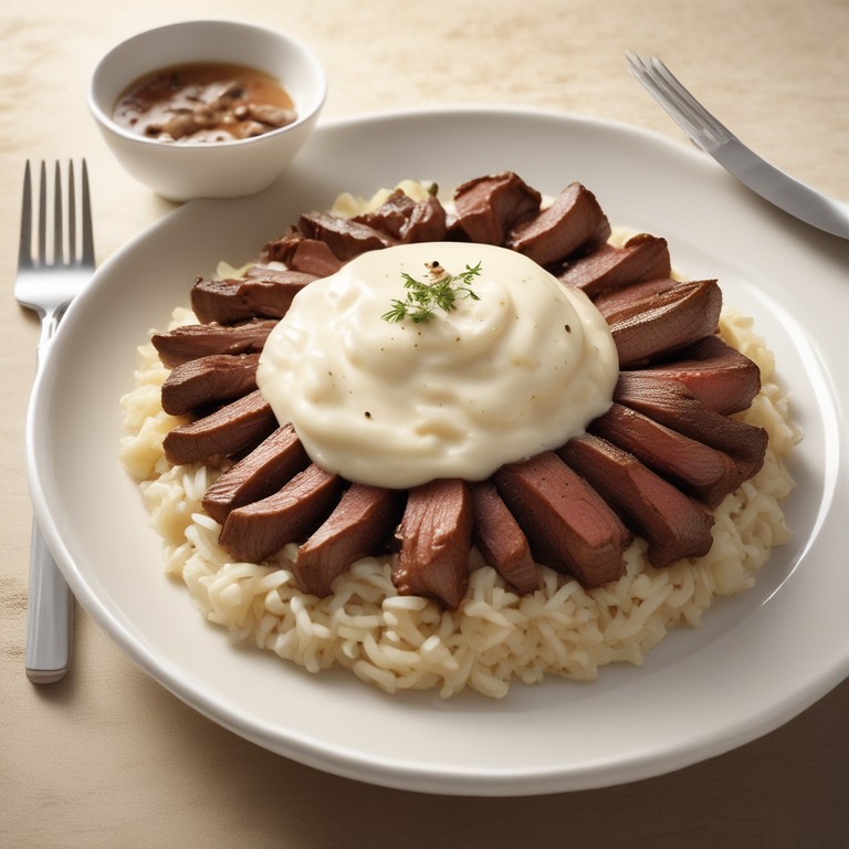 Arroz com Bife de Vaca e Molho de Natas - Mr. Cook