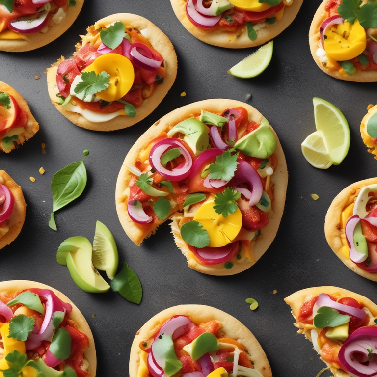 Enhanced Curried Mini Tortilla Pizzas with Mango, Radish, and Avocado ...
