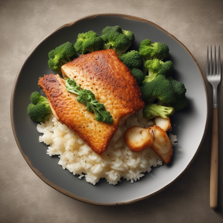 Gebratener Fisch mit Brokkoli und Reis - Mr. Cook