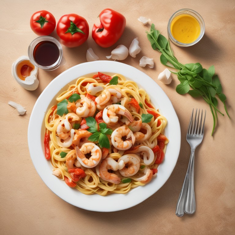 Linguini con Camarones y Salsa Napolitana - Mr. Cook