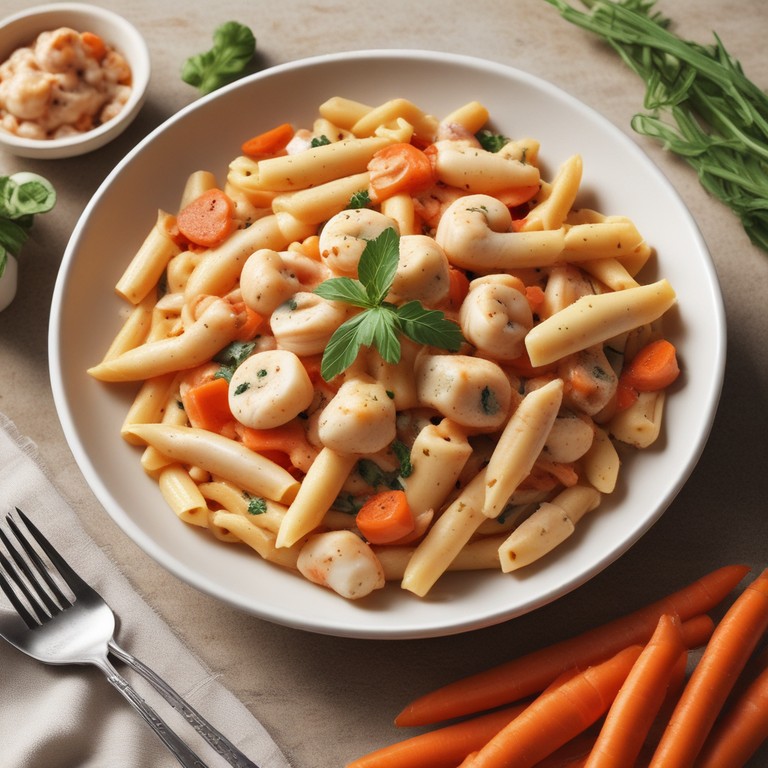 Creamy Chicken and Shrimp Penne with Carrots - Mr. Cook