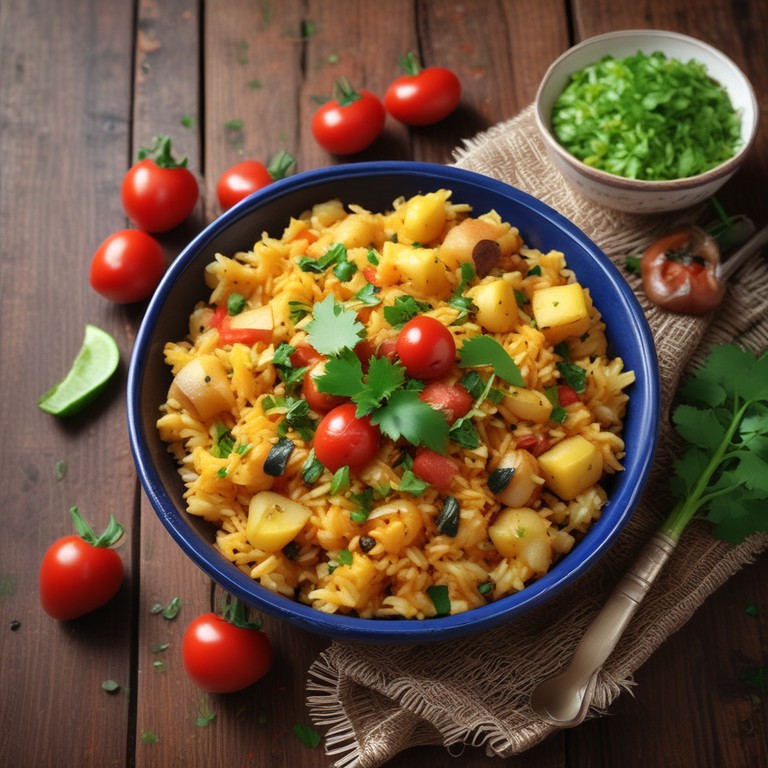 Spicy Aloo Tomato Rice - Mr. Cook