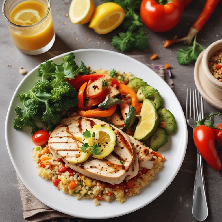 Dîner Sain aux Protéines : Poulet Grillé avec Quinoa et Légumes Sautés ...