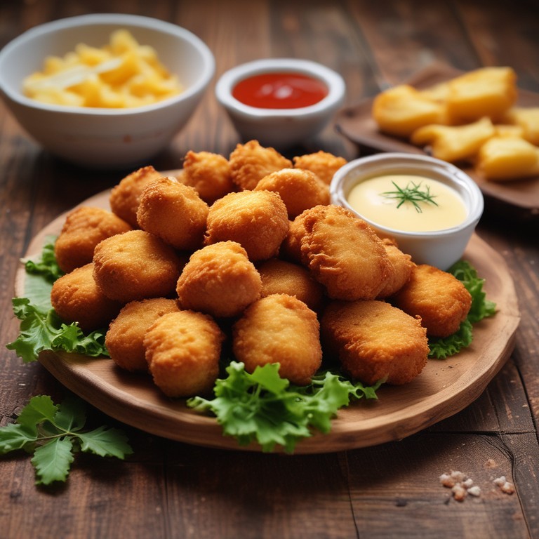 Nuggets Recheados com Batata e Cebola ao Creme de Queijo - Mr. Cook