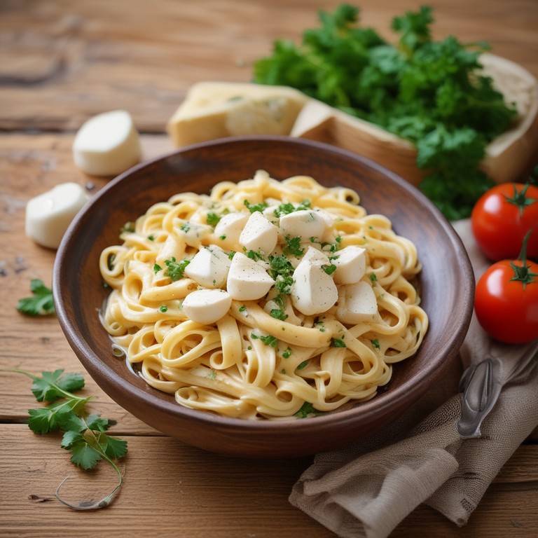 Massa Cremosa com Frango e Mozarela Fresca - Mr. Cook