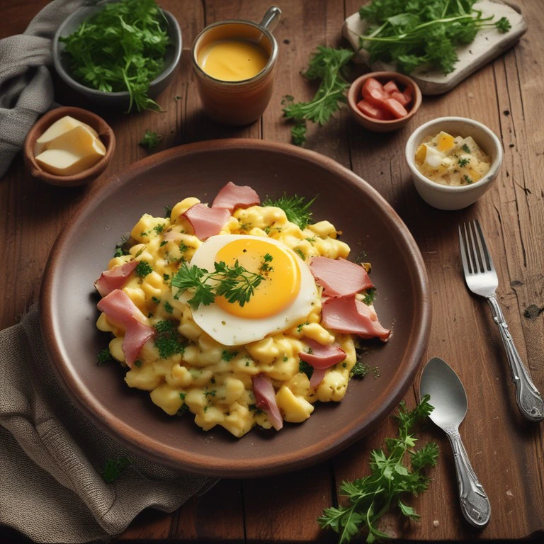 Revoltillo de Huevo con Patatas, Queso y Jamón - Mr. Cook