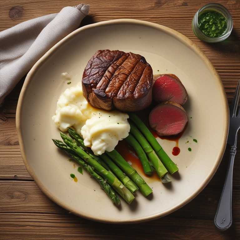 Filet Mignon con Puré de Papas y Espárragos en Salsa de Pimienta - Mr. Cook