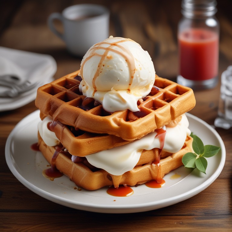 Waffles de Bocadillo con Queso Derretido y Salsa de Arequipe - Mr. Cook