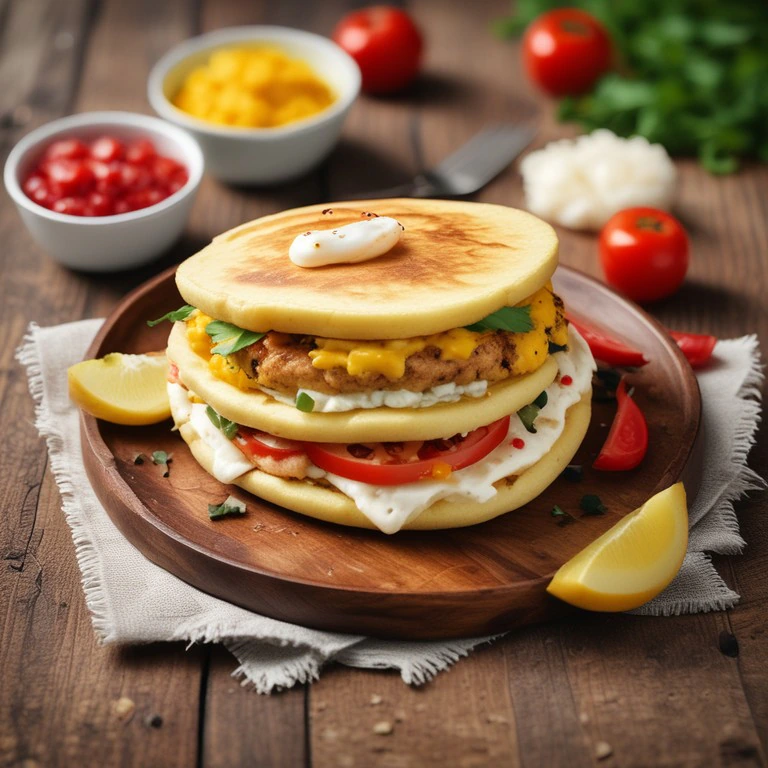 Arepa Rellena de Huevo, Queso y Tomate - Mr. Cook