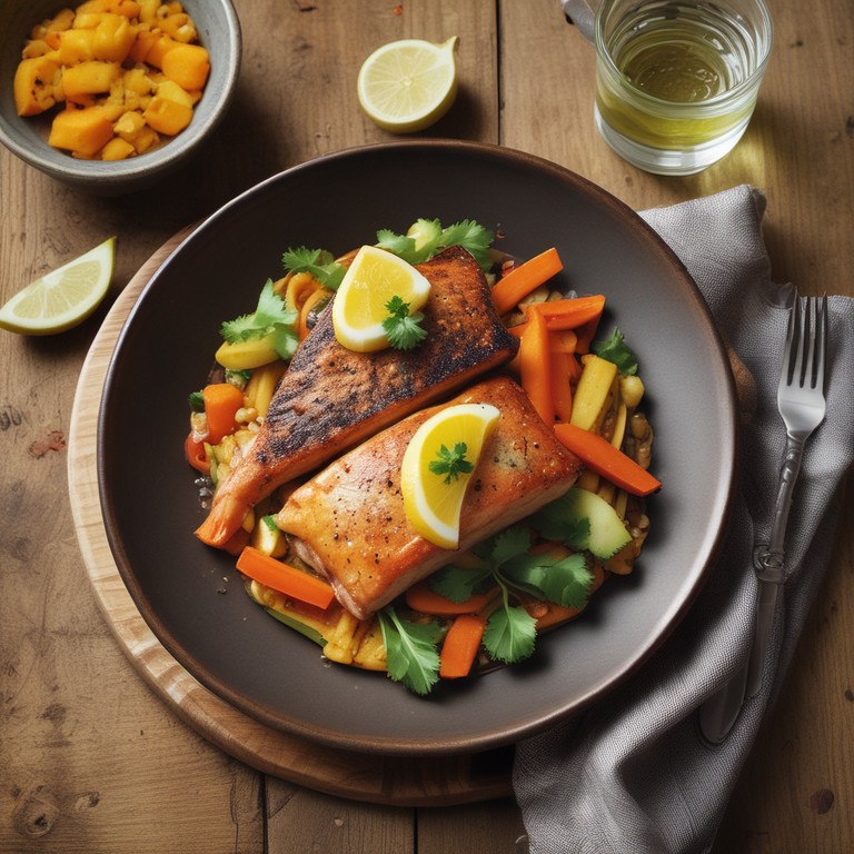 Crispy Houndfish with Curried Banana-Carrot Medley - Mr. Cook
