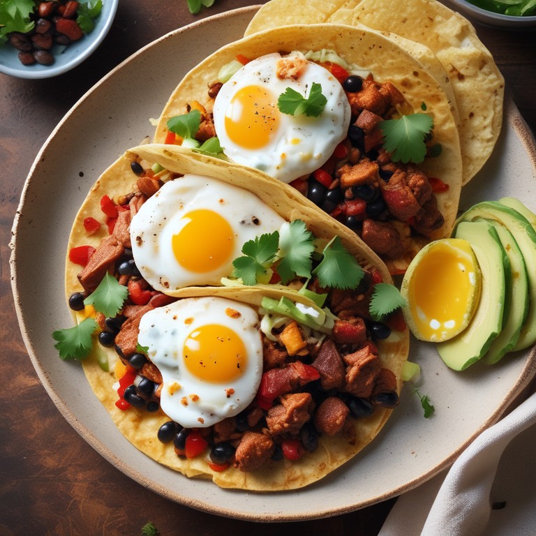 Tacos de Frijoles Negros con Chorizo de Pavo y Huevos - Mr. Cook