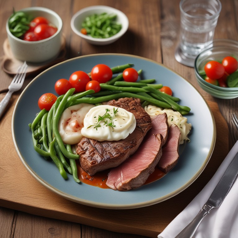 Côte de Boeuf aux Tomates et Thym avec Purée de Pommes de Terre - Mr. Cook