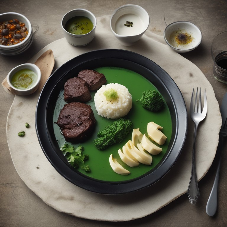 Broiled Yak Nose with Green Gravy and Black Pudding - Mr. Cook