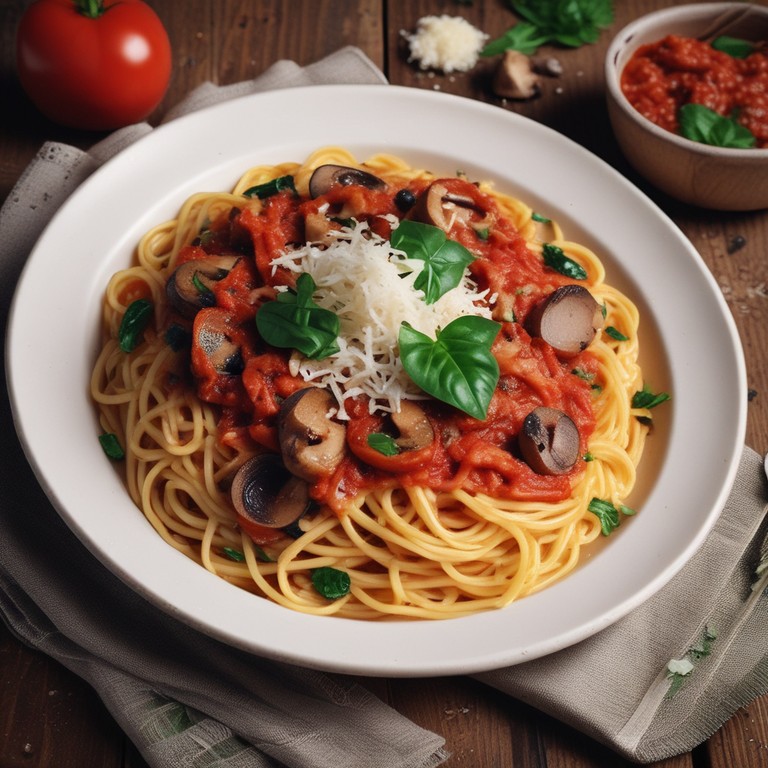 Savory Spinach and Mushroom Spaghetti with Tomato Sauce - Mr. Cook