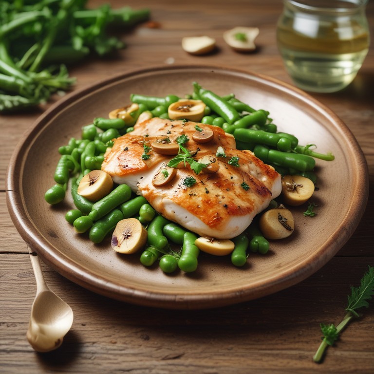 Sassami com Cogumelos e Vagem Sauté - Mr. Cook