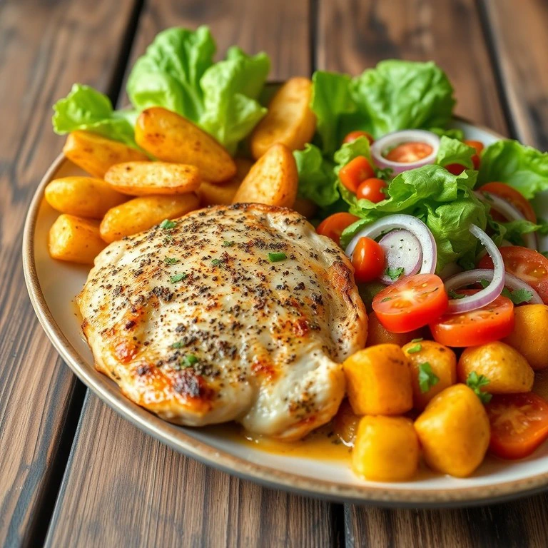Pollo al Orégano con Papas Doradas y Ensalada Fresca - Mr. Cook
