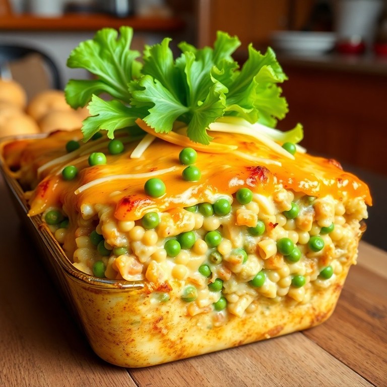 Cheesy Baked Hominy Casserole with Peas and Onions - Mr. Cook