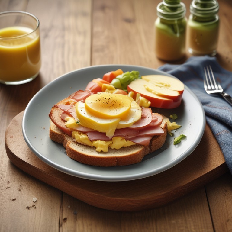 Tostada de Pan Integral con Huevo, Jamón y Queso Cottage - Mr. Cook