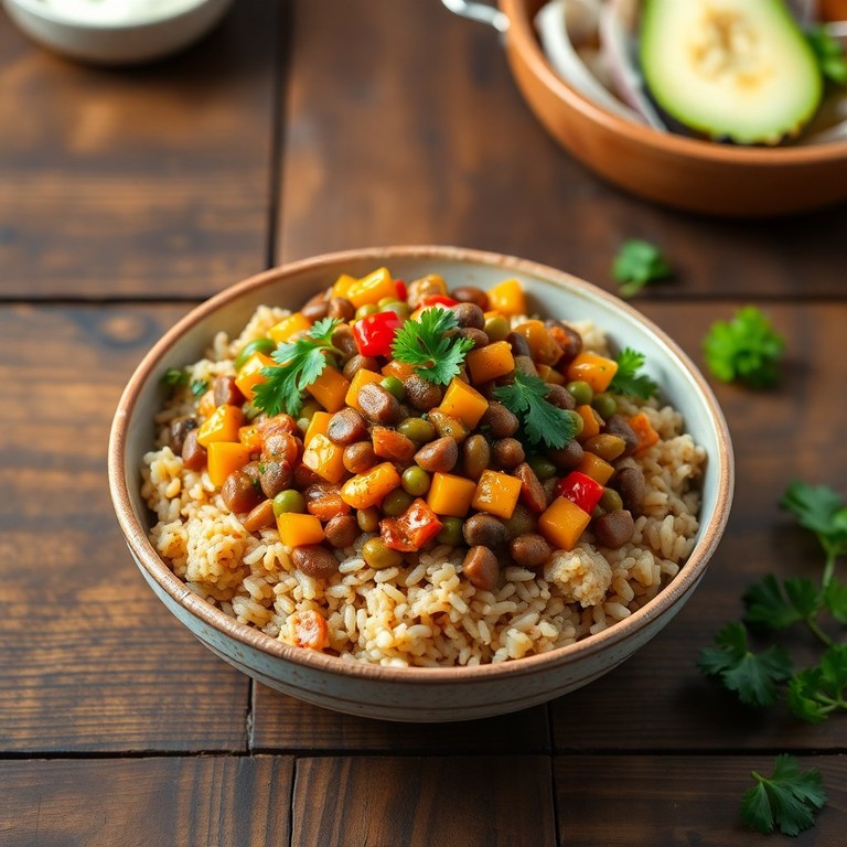 Savory Lentil & Veggie Brown Rice Bowl - Mr. Cook