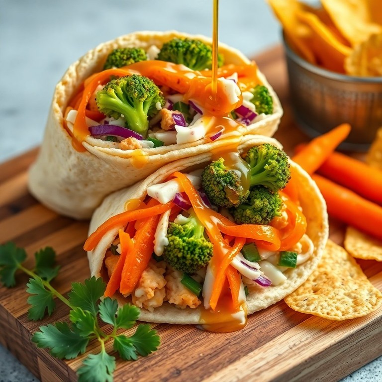 Savory Orange Chicken Wraps with Broccoli Slaw and Hot Honey Drizzle ...