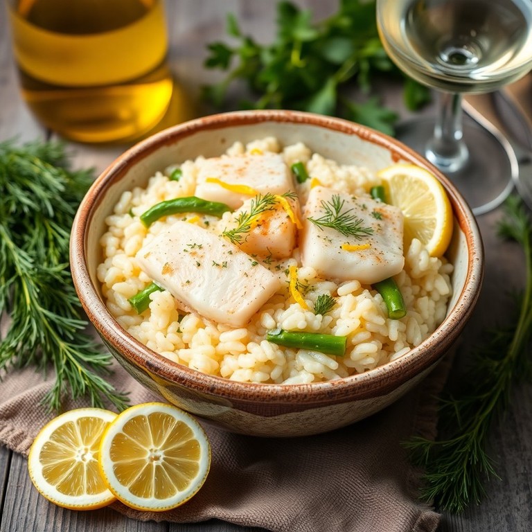 Italian Lemon-Dill Fish Risotto with Asparagus - Mr. Cook
