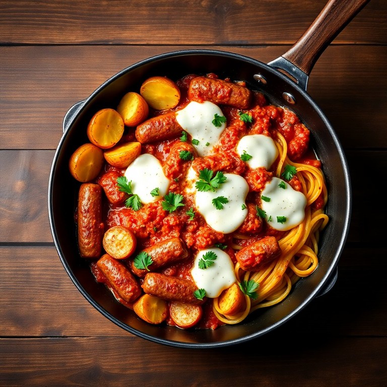 Crispy Potato and Sausage Skillet with Pasta - Mr. Cook