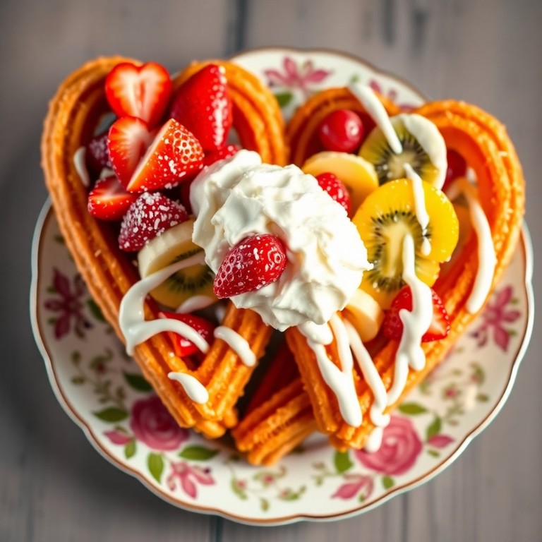 Churros Corazón con Toppings de Frutas y Crema - Mr. Cook