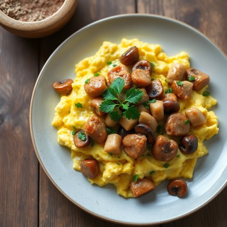 Revuelto de Huevos con Pollo y Champiñones - Mr. Cook