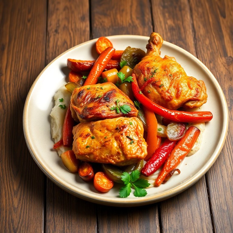 Pollo a la Cerveza con Verduras Asadas - Mr. Cook