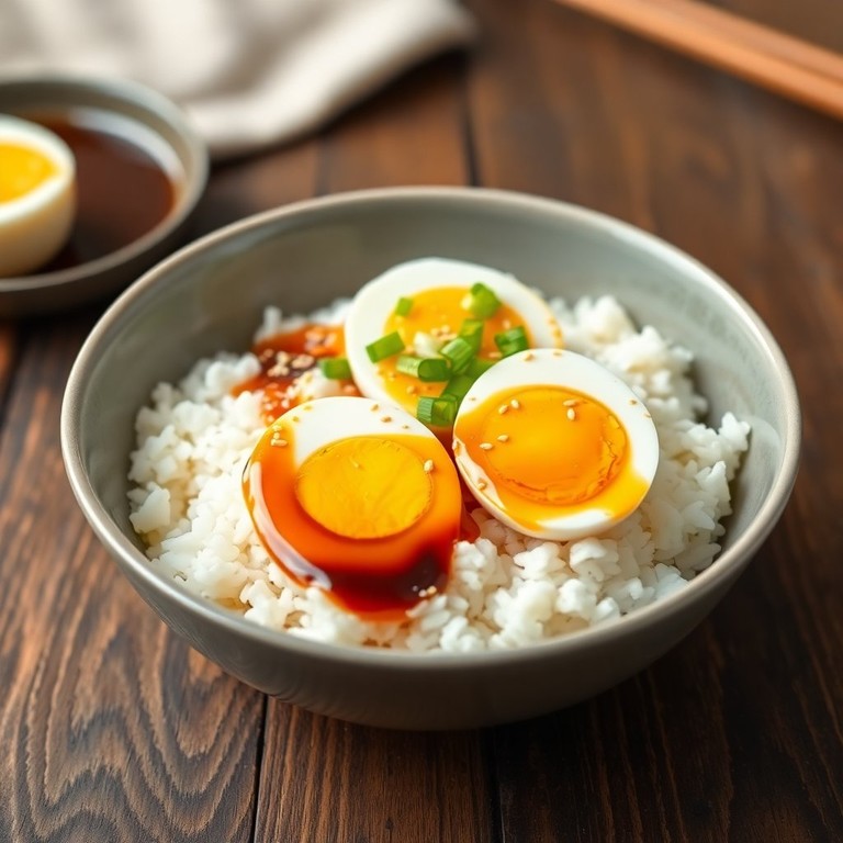 Savory Boiled Egg and Rice Bowl with Soy Sauce and Scallions - Mr. Cook