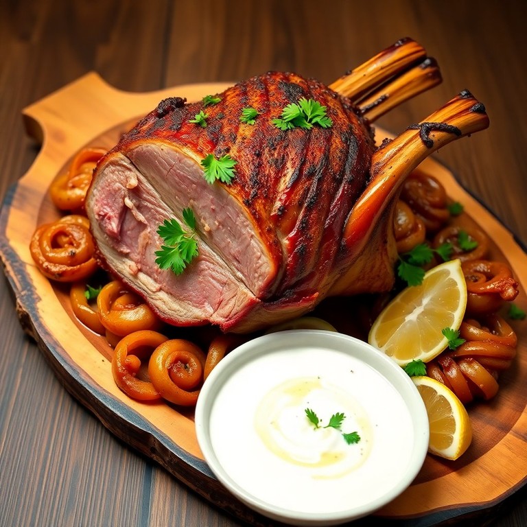 Garam Masala Lamb Leg with Lemon Yogurt Sauce - Mr. Cook