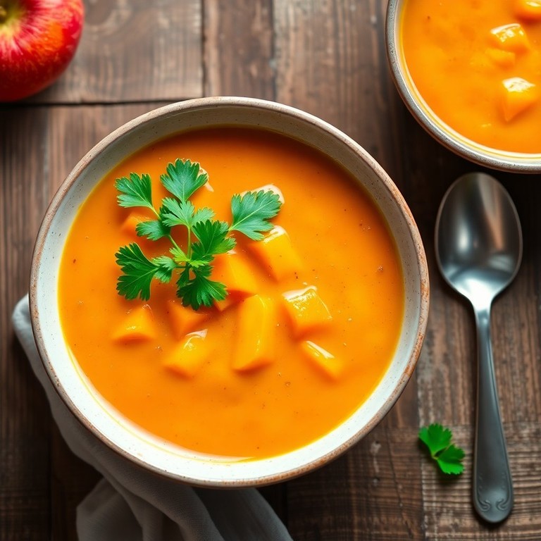Savory Apple and Carrot Soup with Garlic Infusion - Mr. Cook
