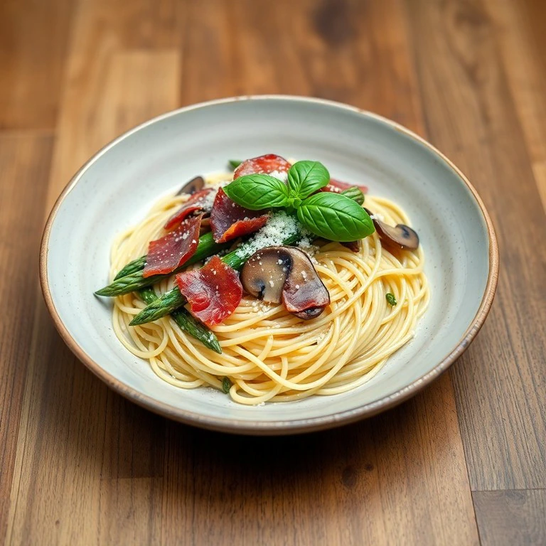 Savory Spaghetti with Crispy Prosciutto and Tender Asparagus - Mr. Cook