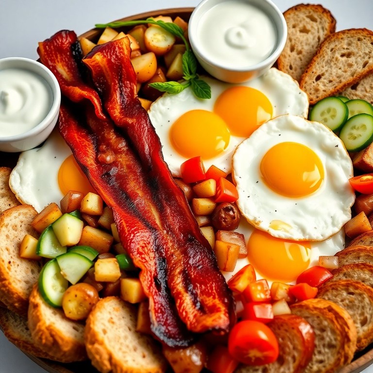 Turkish Breakfast Feast with Eggs and Bacon - Mr. Cook
