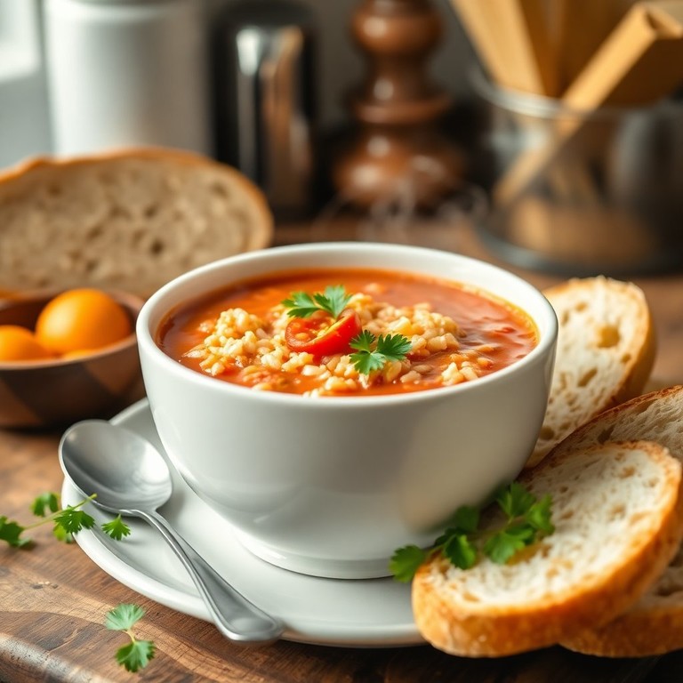 Quick Tomato Rice Soup - Mr. Cook