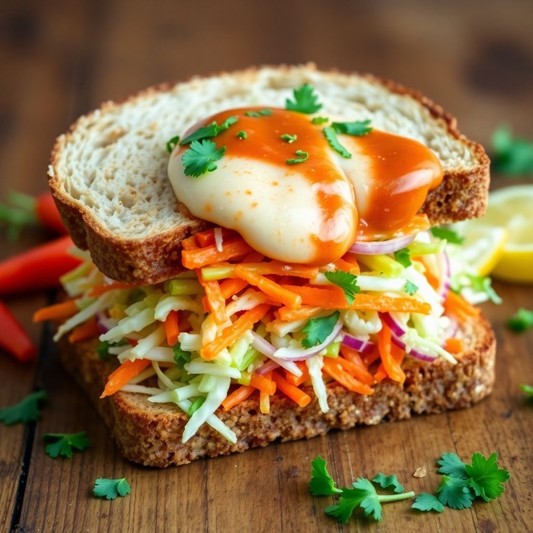 Crispy Veggie Crunch Sandwich with Spicy Sauce Duo - Mr. Cook