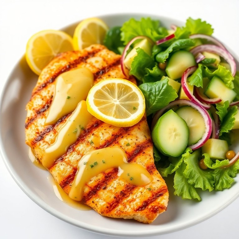 Pechuga de Pollo a la Parrilla con Salsa de Limón y Ensalada ...