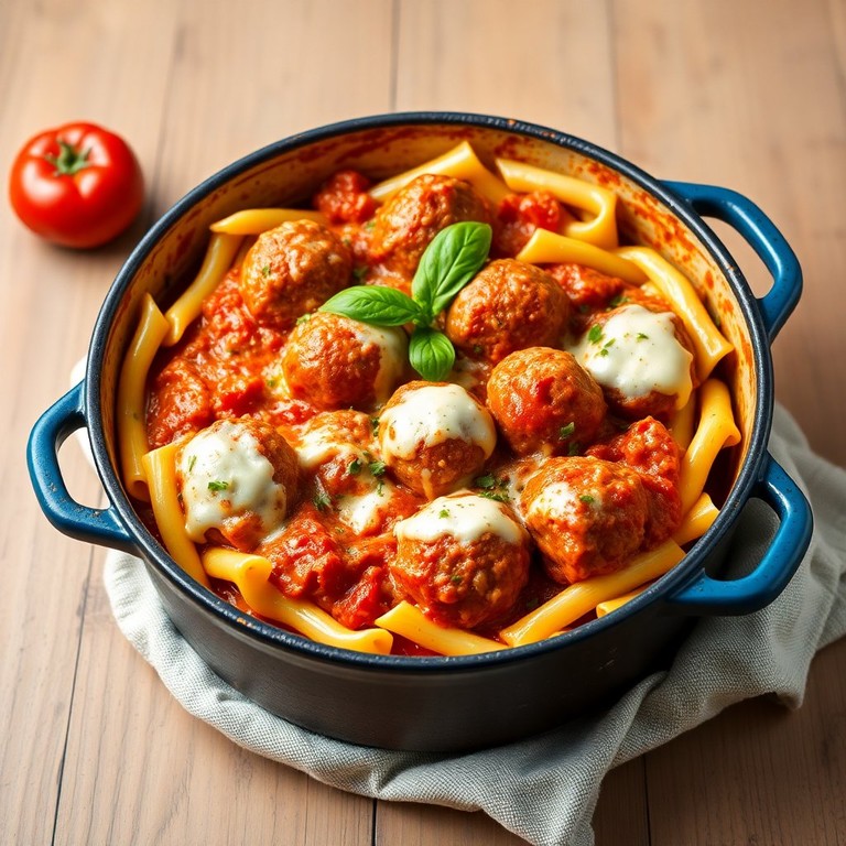 One-Pot Creamy Rigatoni and Meatballs - Mr. Cook