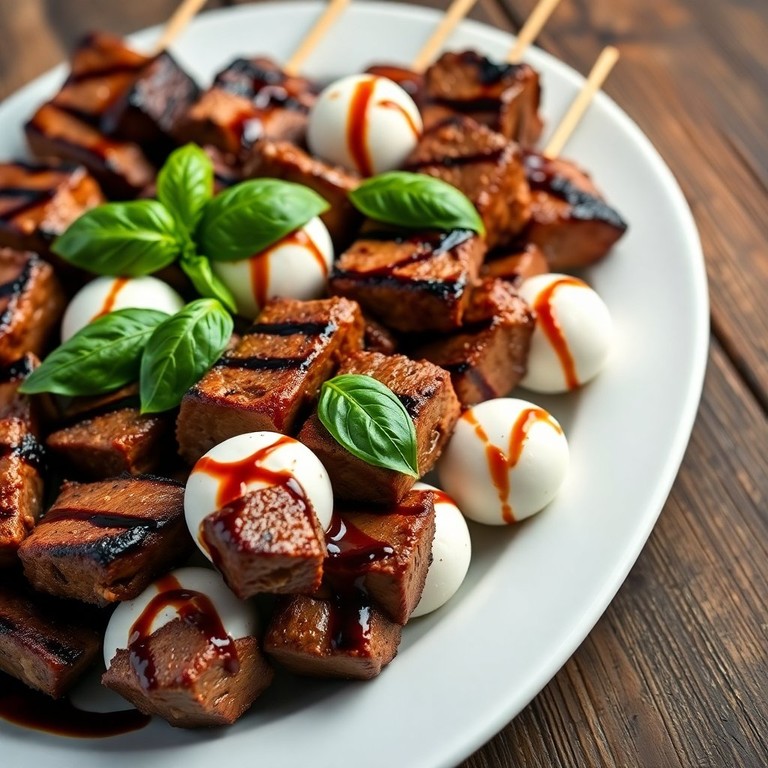 Mozzarella Basil Beef Skewers with a Zesty Marinade - Mr. Cook