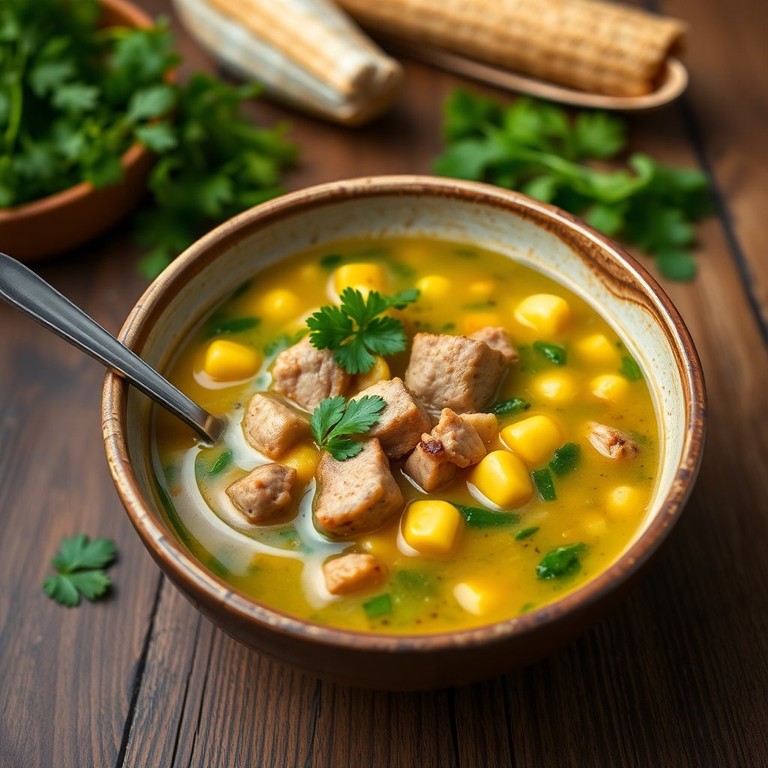 Sopa de Mazorca y Espinacas con Trocitos de Cerdo - Mr. Cook