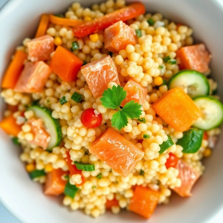Perles de Couscous au Saumon Fumé et Légumes Croquants - Mr. Cook