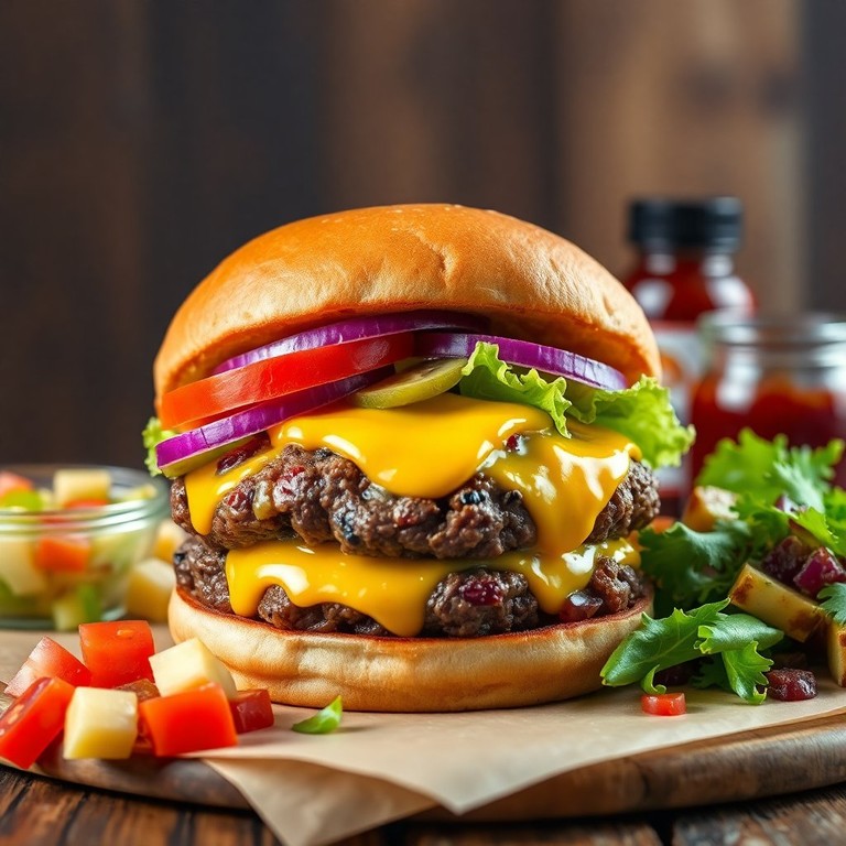 Ultimate Gourmet Burger with Fresh Toppings - Mr. Cook
